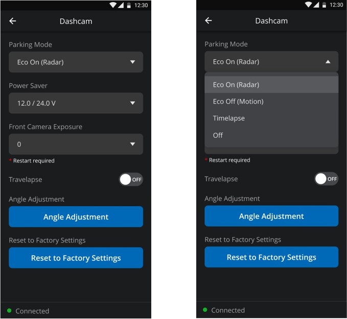 Dash Cam Settings for Momento M8